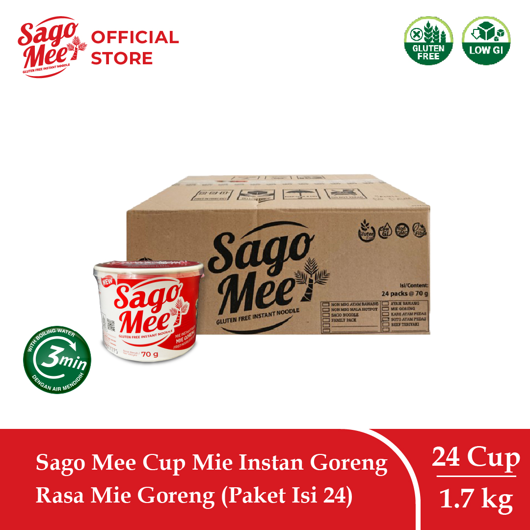 Sago Mee Gluten Free Instant Noodle Cup Fried Noodles 70g (1 Carton ...