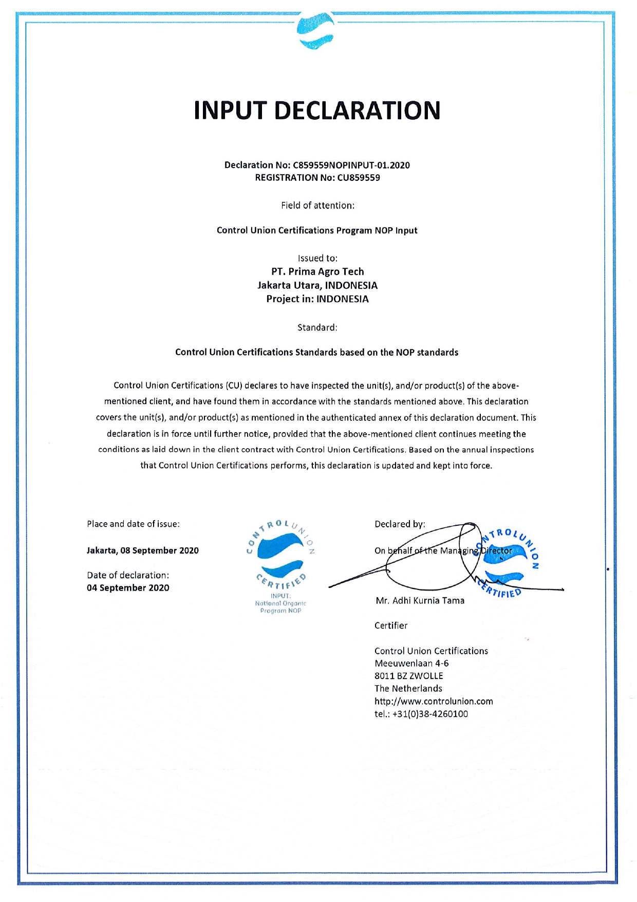 PRIMA AGRO TECH | Inaexport