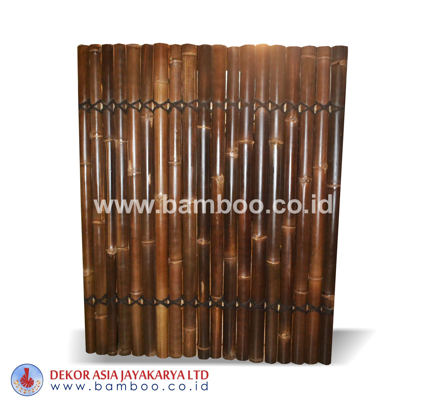 Half cut Black bamboo fence 2 back slats black coco rope | Inaexport