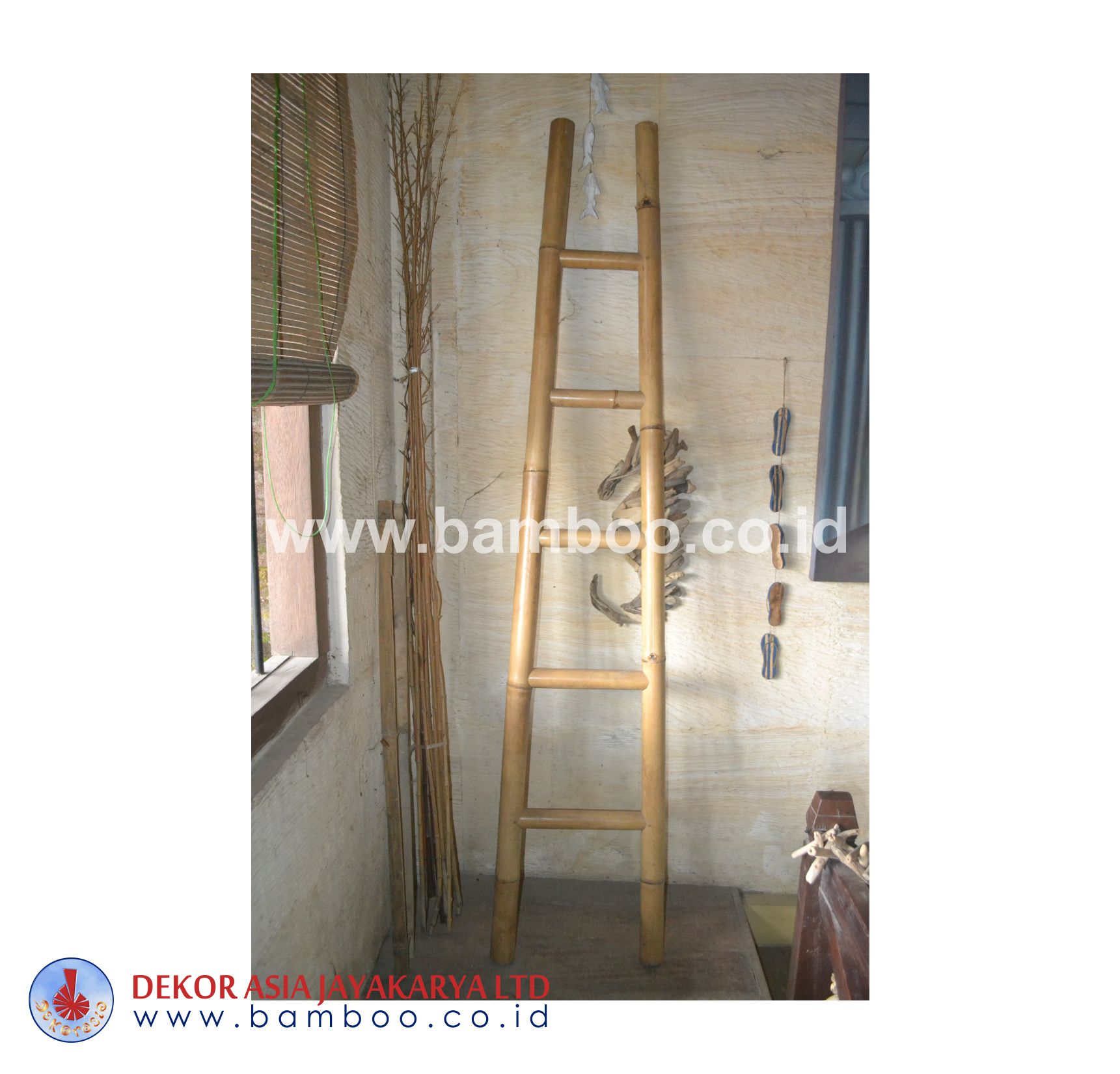 Natural Bamboo Ladder 5 Rungs Bottom Width | Inaexport